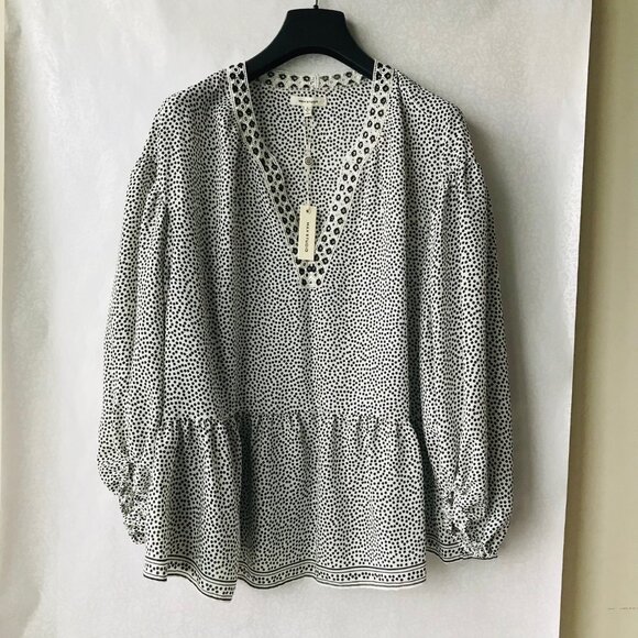 Max Studio | Tops | Max Studio Womens Polka Dot Long Sleeved Top ...